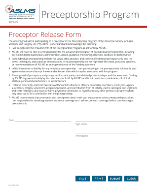 Fillable Online aslms Preceptorship Program - aslmsorg Fax Email Print ...