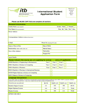 Fillable Online Attach two International Student Application Form Fax ...
