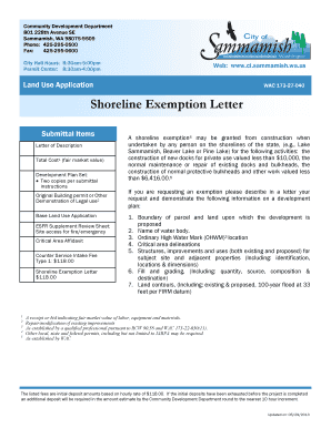 Fillable Online sammamish Shoreline Exemption Letter - sammamish Fax ...