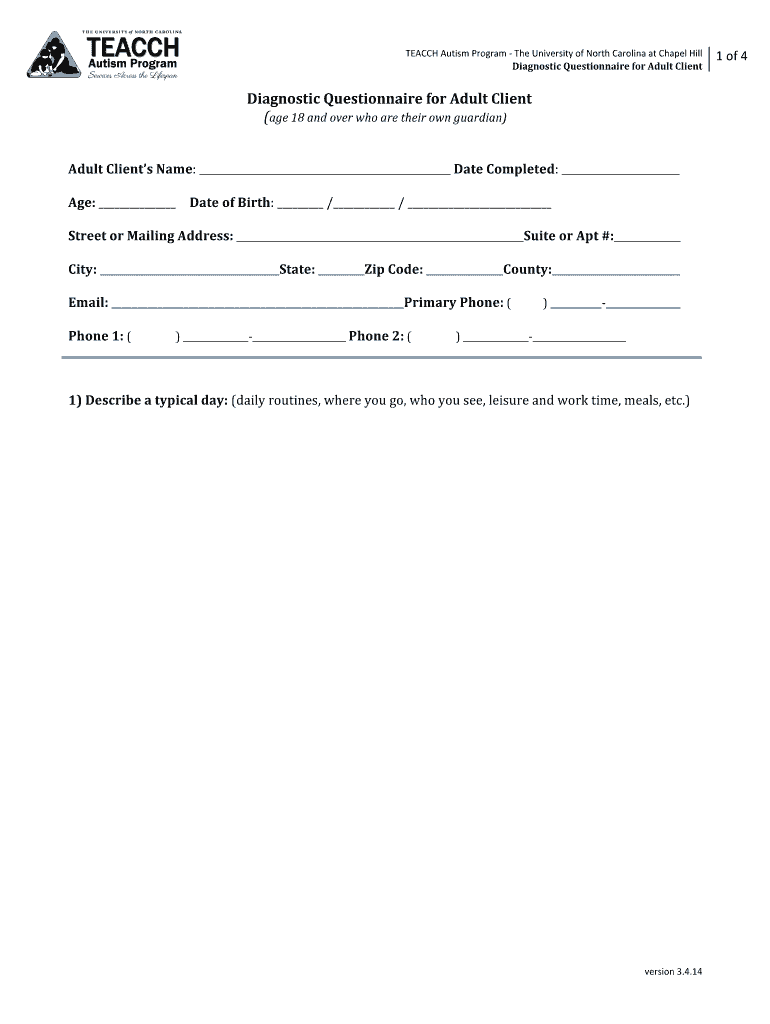 Fillable Online Adult Client diagnostic questionnaire ver3414docx Fax ...
