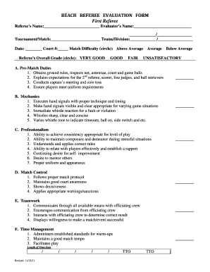 Fillable Online carolinaregionvb BEACH REFEREE EVALUATION FORM First ...