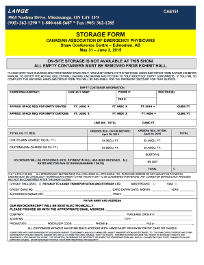 Fillable Online STORAGE FORM Fax Email Print - pdfFiller