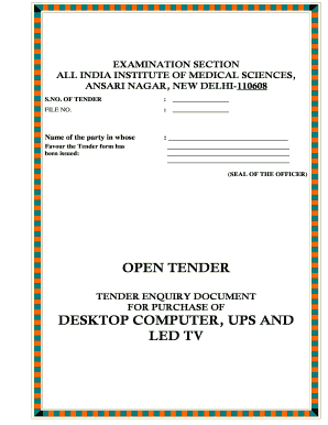 Fillable Online OPEN TENDER - aiimsexamsorg Fax Email Print - pdfFiller