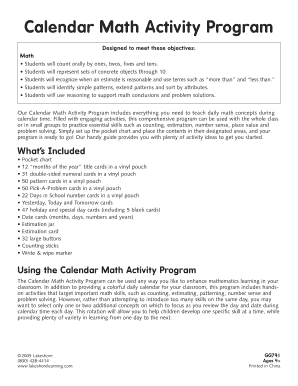 Fillable Online Calendar Math Activity Program Fax Email Print - pdfFiller