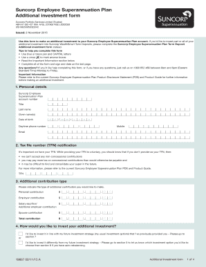 Fillable Online Suncorp Employee Superannuation Plan Additional investment Fax Email Print ...