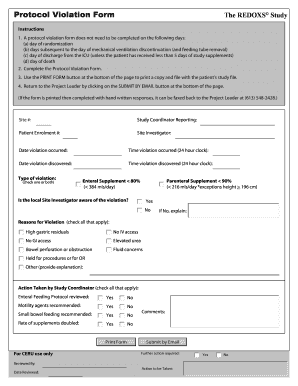 Fillable Online Protocol Violation Form The REDOXS Study Fax Email Print - pdfFiller