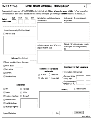 Fillable Online The REDOXS Study Serious Adverse Events SAE - Follow-up ...