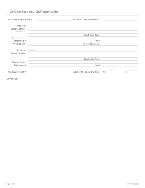 Fillable Online Defense Base Act DBA Application Fax Email Print ...