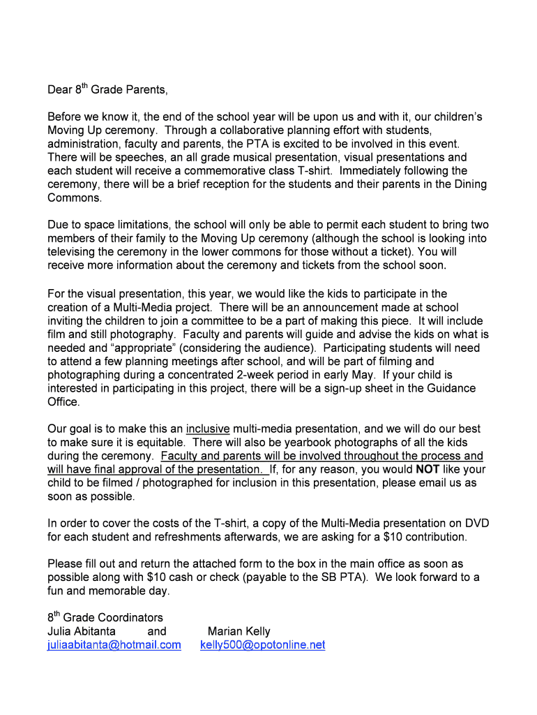 Fillable Online Moving Up Letter to Parentsdocx Fax Email Print - pdfFiller