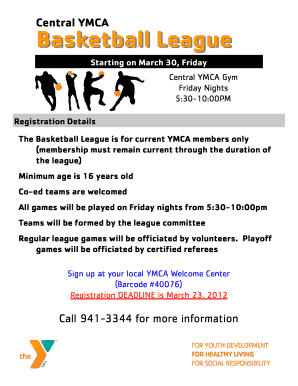 Fillable Online ymcahonolulu Central YMCA Basketball League Starting on ...