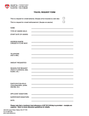 Fillable Online Travel Request Form - hsfca Fax Email Print - pdfFiller