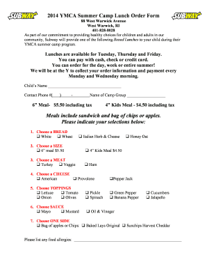 Fillable Online ymcagreaterprovidence Subway Order formdoc ...