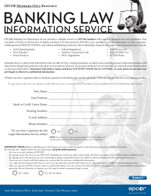 Fillable Online EPCOR Members-Only Resource Banking Law Fax Email Print ...