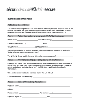 Fillable Online CUSTOM KNEE BRACE Questionnaire 3doc Fax Email Print ...