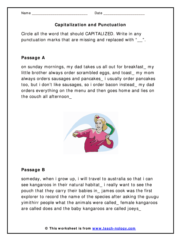Fillable Online Capitalization and Punctuation In Reading Passages ...