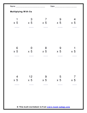 Fillable Online Multiplying With 5s. Basic Math Operations Fax Email ...