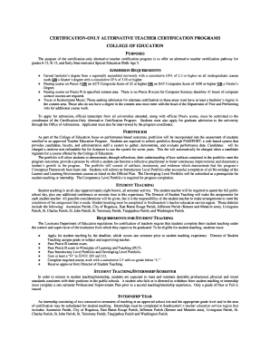Fillable Online CERTIFICATION-ONLY ALTERNATIVE TEACHER CERTIFICATION ...