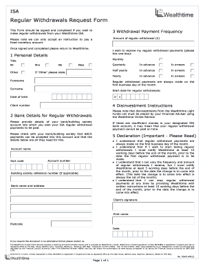 Fillable Online Regular Withdrawals Request Form - Wealthtime Fax Email ...
