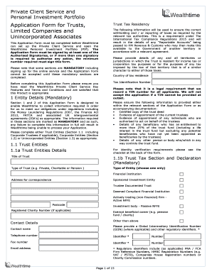 Fillable Online Application Form for Trusts Trust Tax Residency Limited ...