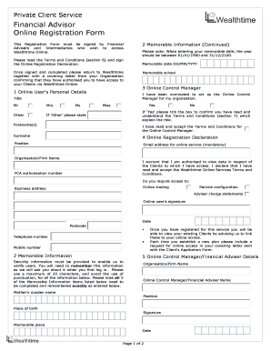 Fillable Online Private Client Service Financial Advisor Online Registration Form This ...