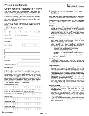 Fillable Online Client Online Registration Form - Wealthtime Fax Email ...