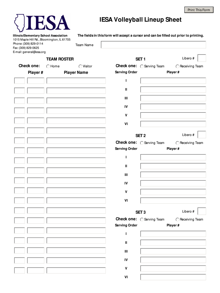 Printable Volleyball Lineup Sheet