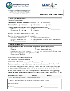 Fillable Online LEAP Project Form - Managing Milkhouse Waste Landowner ...