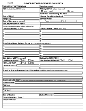 Fillable Online ussvicb Emerg info formxls Fax Email Print - pdfFiller