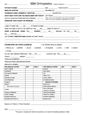 Fillable Online SSM Orthopedics Fax Email Print - pdfFiller
