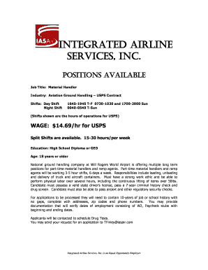 Fillable Online INTEGRATED AIRLINE SERVICES INC Fax Email Print - pdfFiller