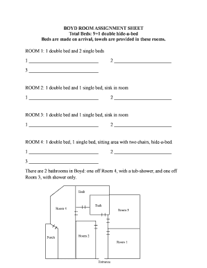 Fillable Online menucha BOYD ROOM ASSIGNMENT SHEET Total Beds 91 double ...