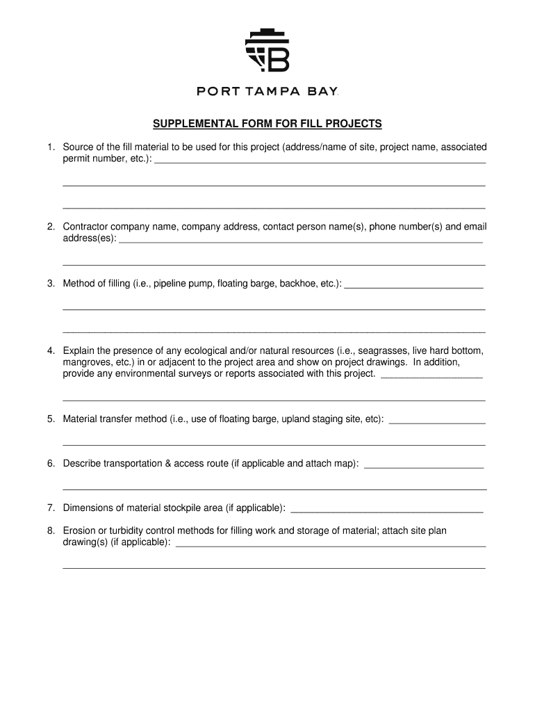 Fillable Online SUPPLEMENTAL INFORMATION FOR PROJECTS WITH PROPOSED ...