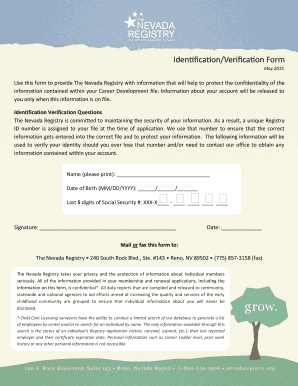 Fillable Online nevadaregistry IdentificationVerification Form - The ...