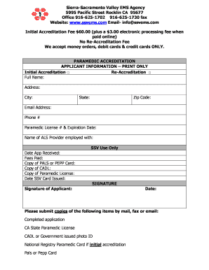 Fillable Online Sierra-Sacramento Valley EMS Agency 5995 Pacific Street ...