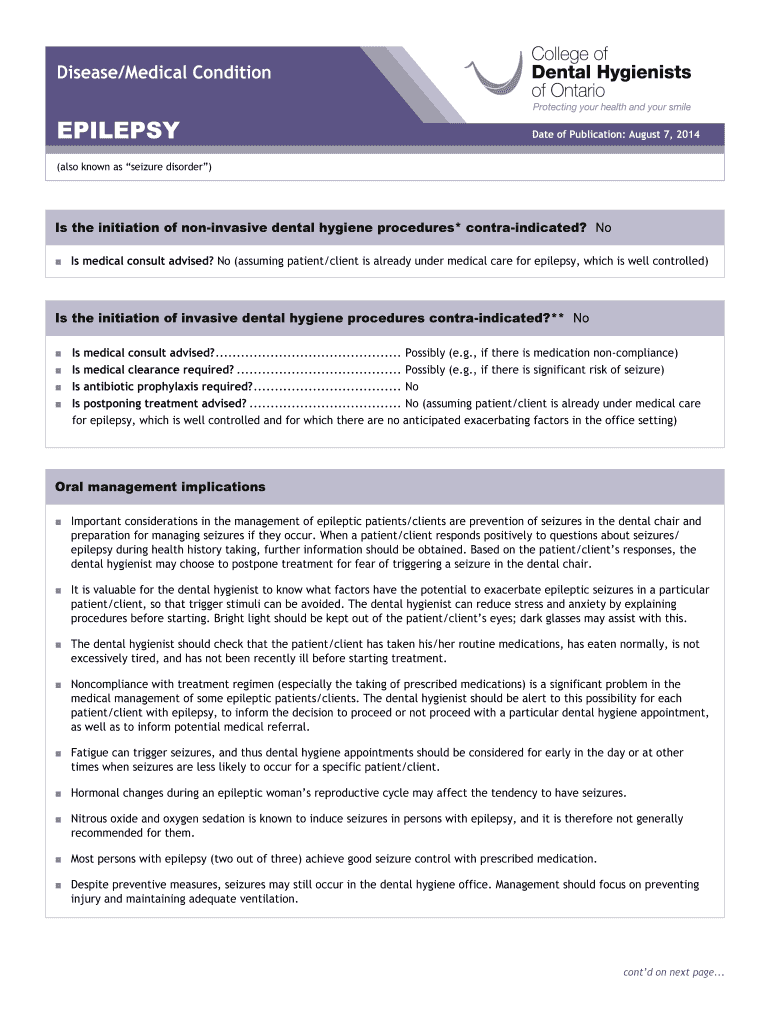 Fillable Online (also known as seizure disorder) Fax Email Print ...