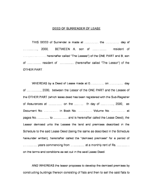 Fillable Online THIS DEED of Surrender is made at Fax Email Print ...