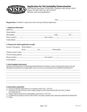 Fillable Online Application for Site Suitability Determination One ...