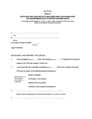 Fillable Online Rule 53 STATUTORY DECLARATION AS TO NON COMPLIANCE WITH ...
