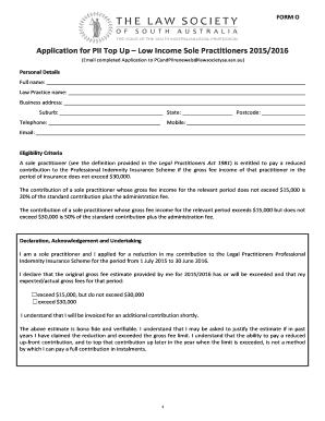Fillable Online Application for PII Top Up Low Income Sole ...