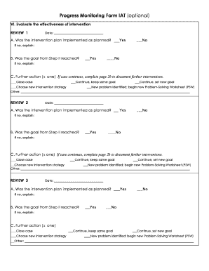 Fillable Online Progress Monitoring Form IAT optional Fax Email Print ...