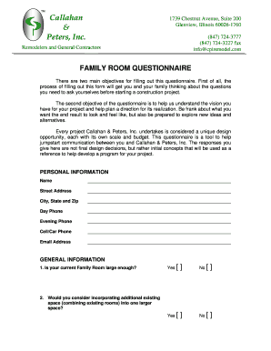 Fillable Online FAMILY ROOM QUESTIONNAIRE Fax Email Print - pdfFiller