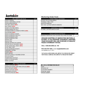 Fillable Online 2011 MARKETING ORDER FORM.xls Fax Email Print - pdfFiller