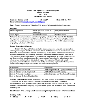 Fillable Online schoolwires henry k12 ga Syllabus and Parent ...