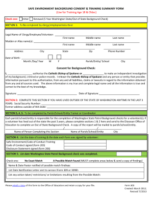 Fillable Online dioceseofspokane SAFE ENVIRONMENT BACKGROUND CONSENT ...