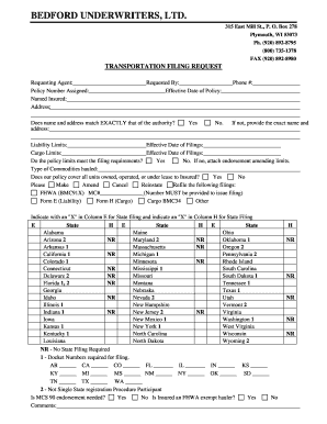 Fillable Online TRANSPORTATION FILING REQUEST Fax Email Print - pdfFiller