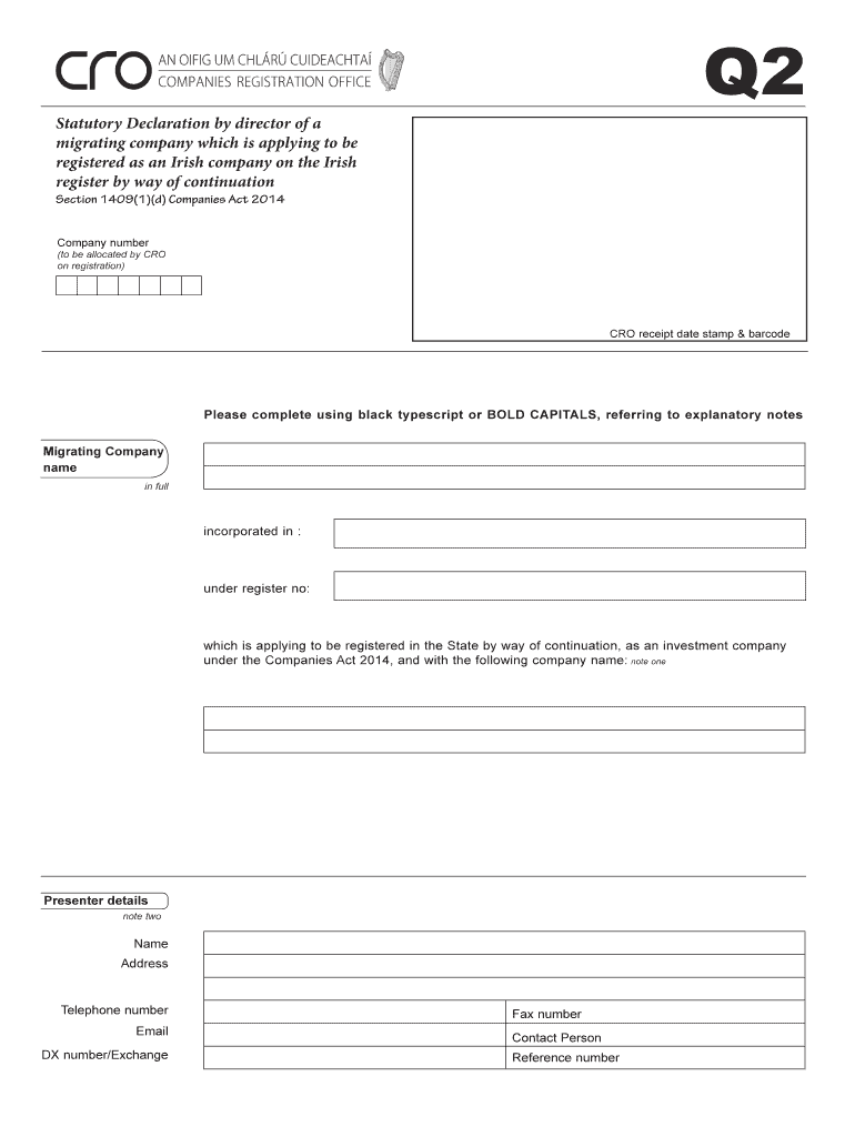 Fillable Online Q2 - Declaration by migrating company director. Q2 ...