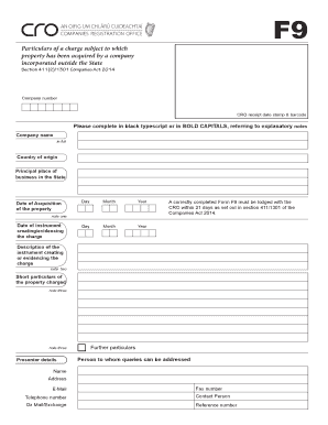 Fillable Online F9 - Particulars of a charge subject to which property ...