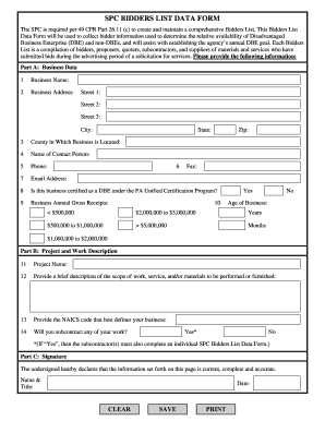 Fillable Online spcregion SPC Bidders List Data Form Fax Email Print ...