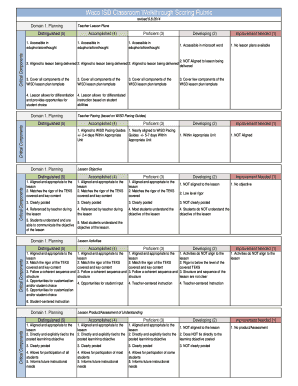 Fillable Online Waco ISD Classroom Walkthrough Scoring Rubric Fax Email ...