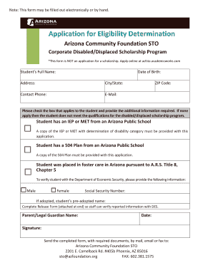 Fillable Online Application for Eligibility Determination ...